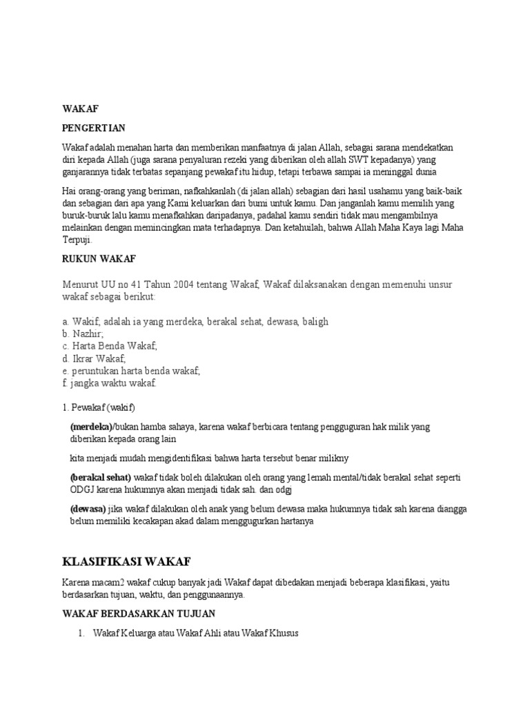 MACAM MACAM WAKAF (MK. Pak Ali) | PDF