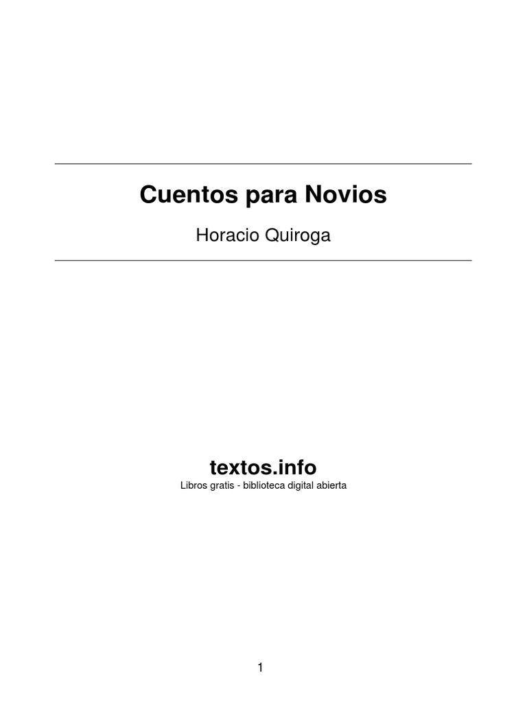Horacio Quiroga - Cuentos para Novios PDF | PDF