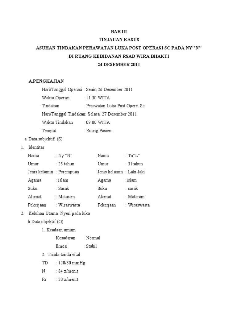 Soap KDPK Perawatan Luka Post SC | PDF