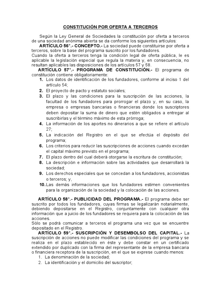 Constitución Por Oferta A Terceros | PDF | Gobierno