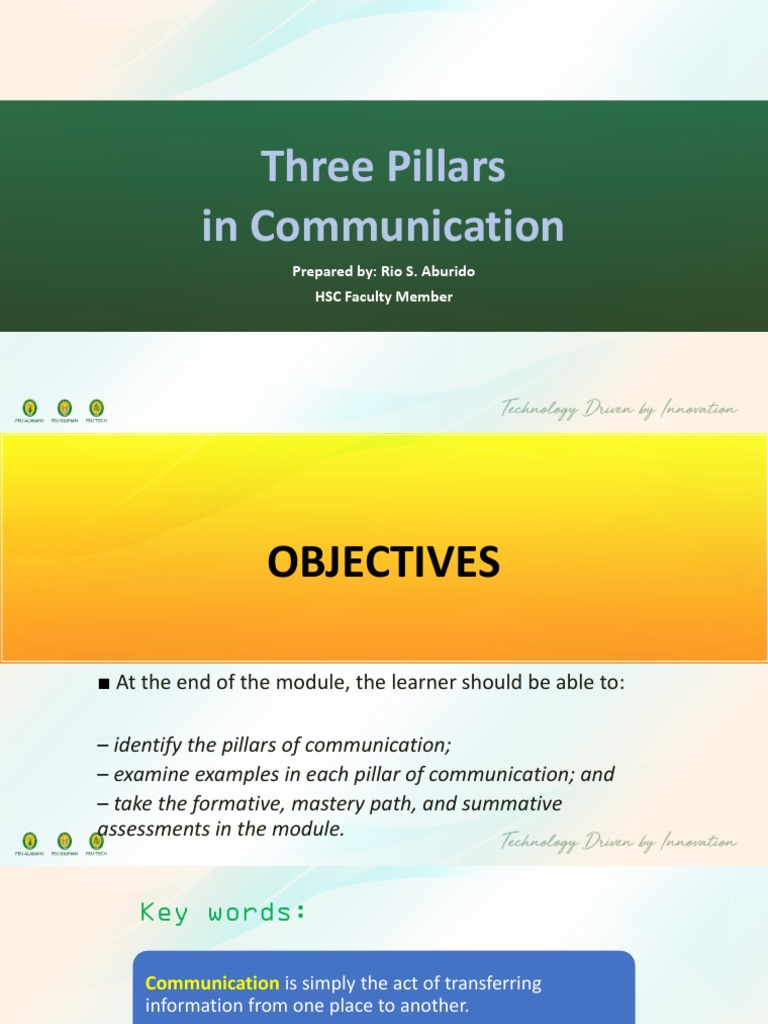 MODULE 1 S2 - Three Pillars of Communication PDF | PDF