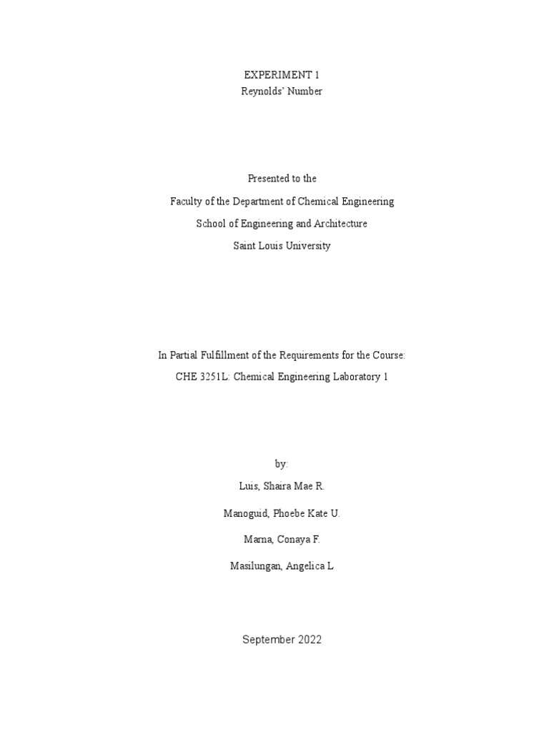 Reynolds Number Lab Report | PDF | Reynolds Number | Fluid Dynamics