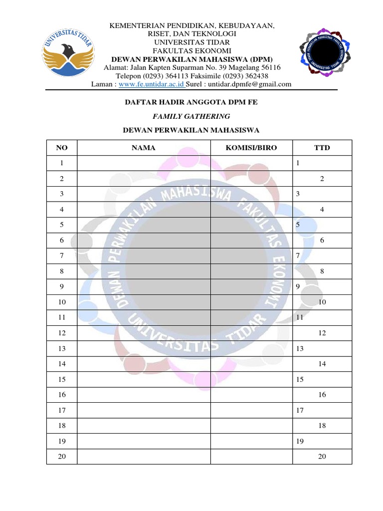 Daftar Hadir Famget. | PDF