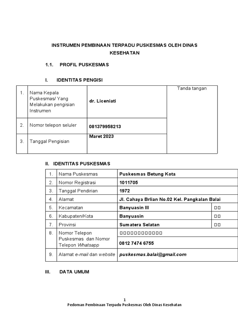 INSTRUMEN SA TPCB.PKM Betung | PDF