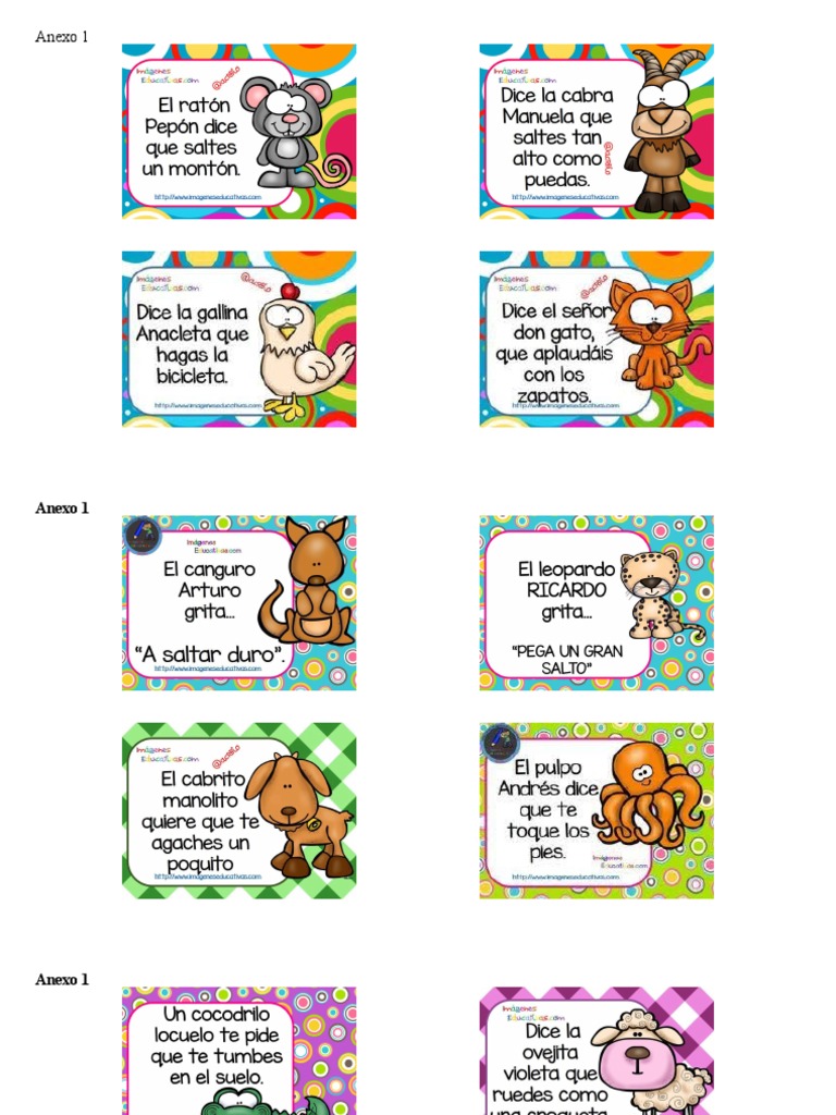 Tarjetas de Actividades Con Animales | PDF