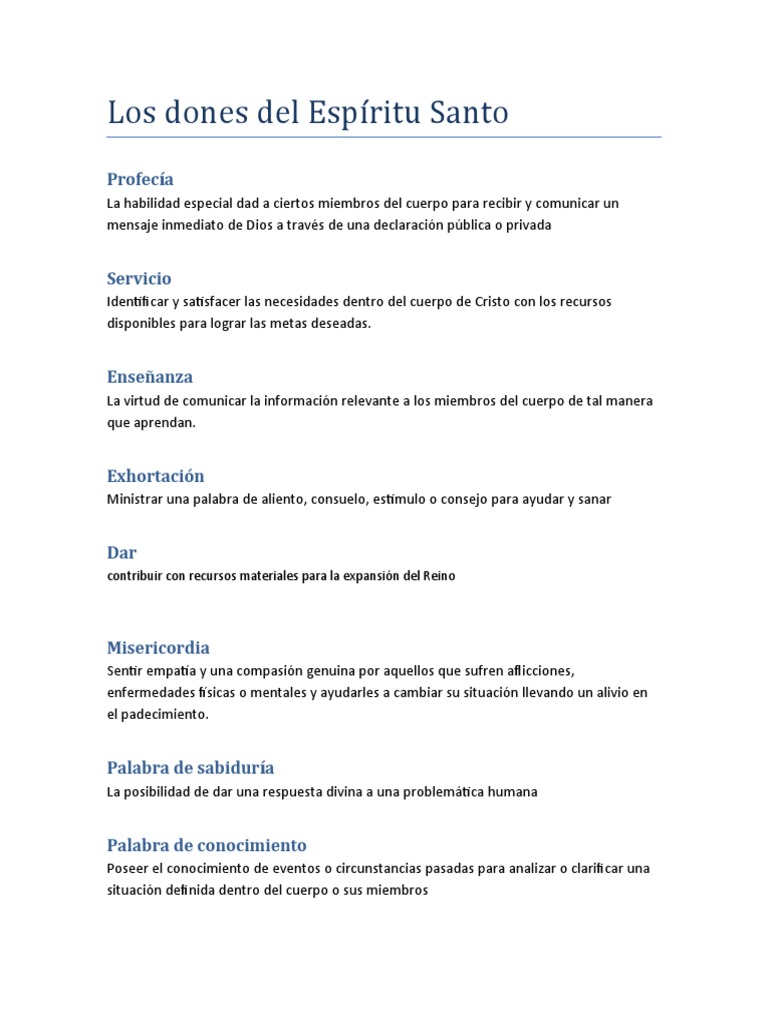 Dones del Espíritu Santo Explicados | PDF