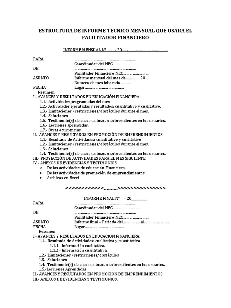 3.A.1 - ANEXO - 1 - ESTRUCTURA - DE - INFORME - TÉCNICO - MENSUAL - DEL ...