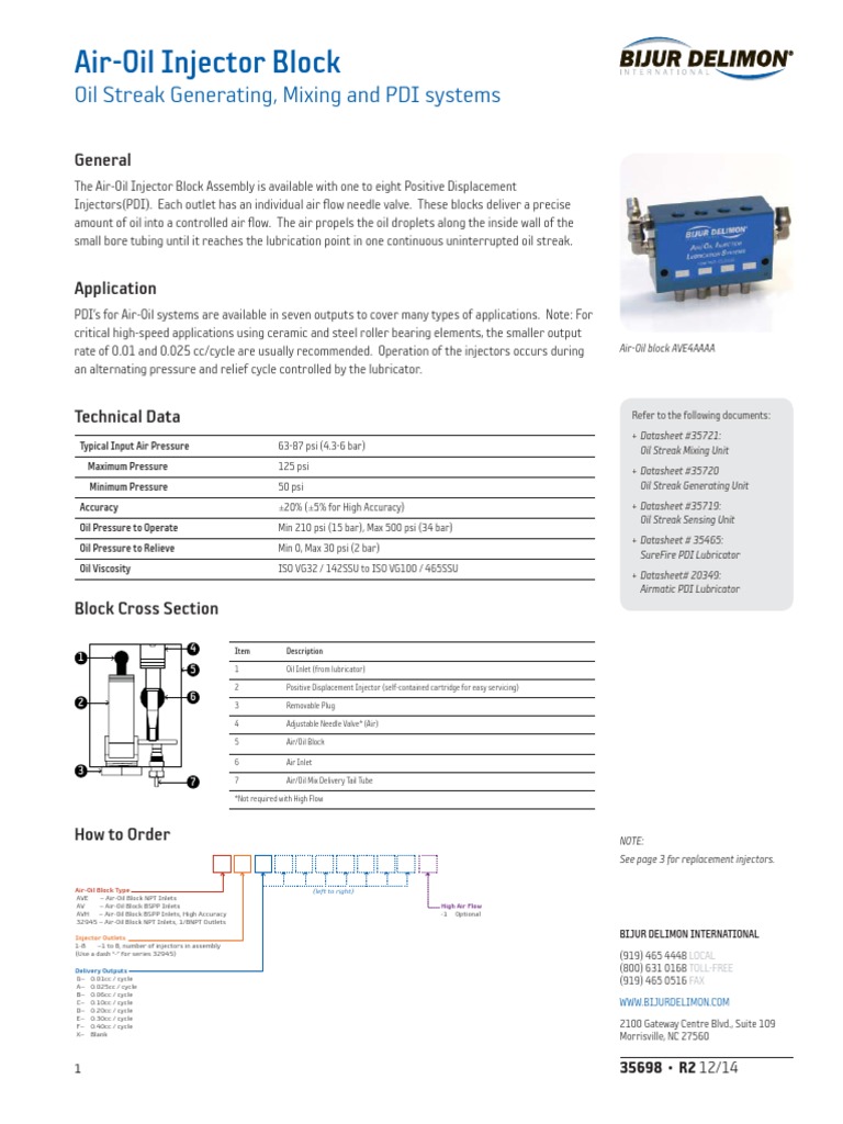 PDI Air-Oil-Block DS-R2 | PDF | Valve | Flow Measurement