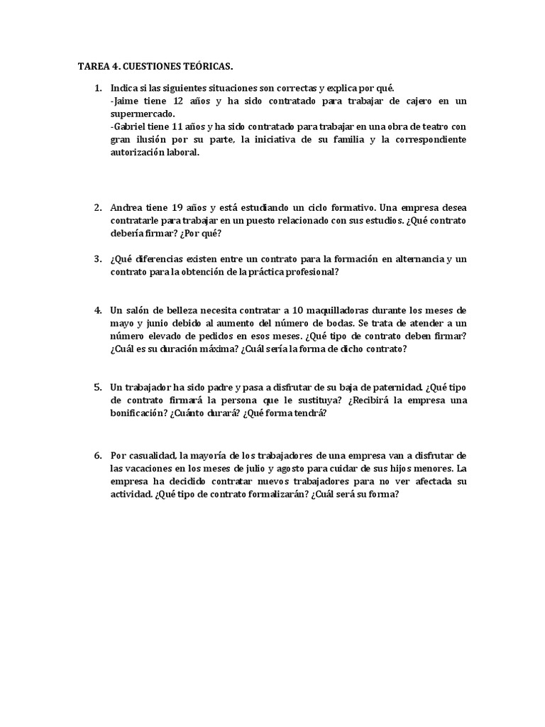 Tarea 4. Cuestiones Teóricas. | PDF