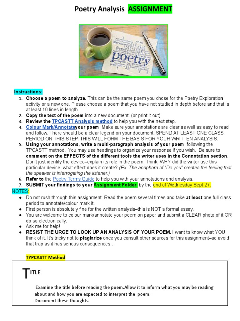 Copy of Poetry Analysis Assignment | Download Free PDF | Poetry ...