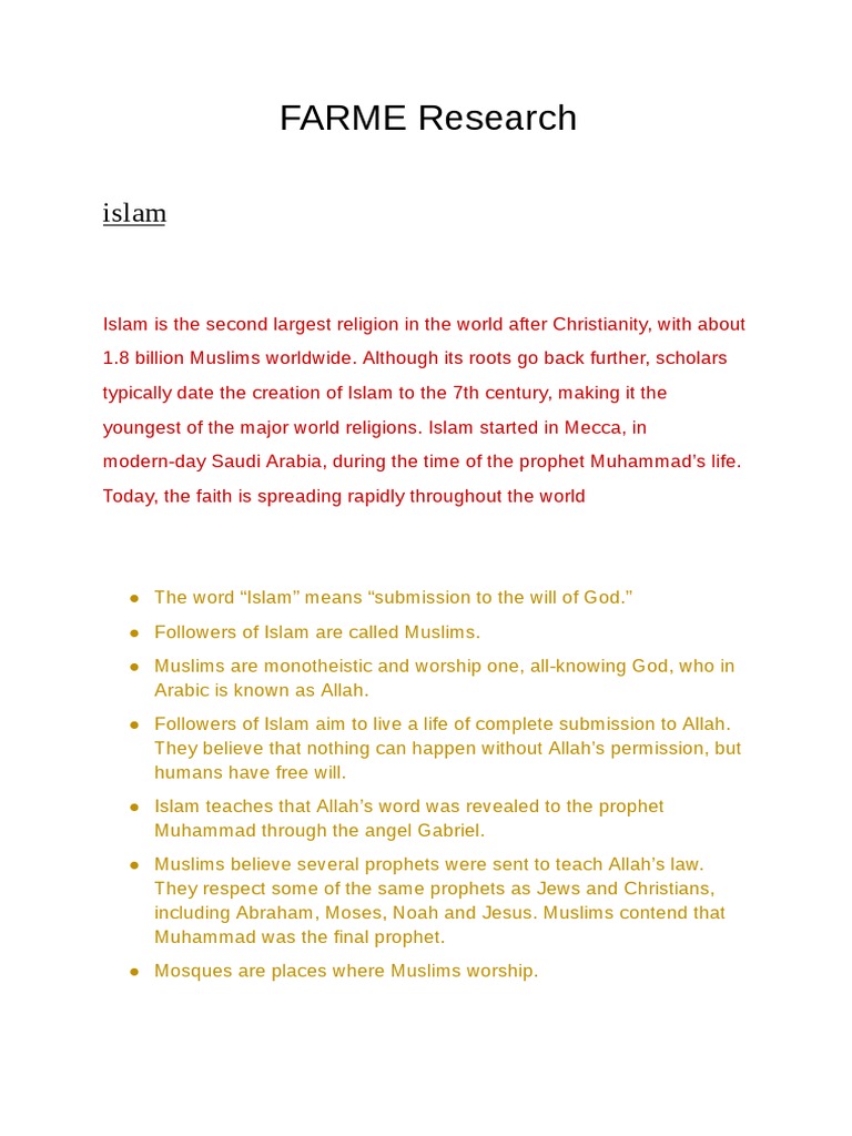 An Overview of Islam: Core Beliefs, Practices, and History | PDF ...