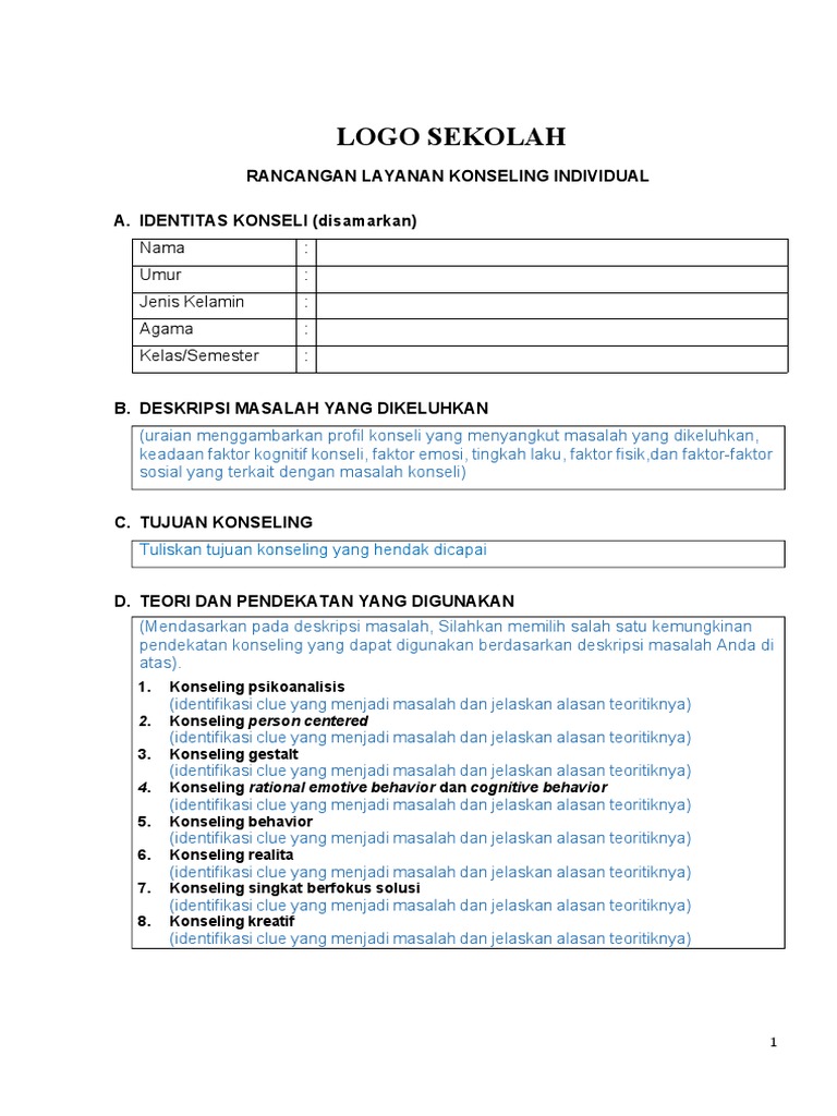 Contoh Rancangan Sesi Konseling Individual | PDF