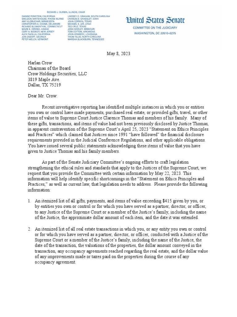 Harlan's Letter on Supreme Court Ethics | PDF | Supreme Court Of The ...