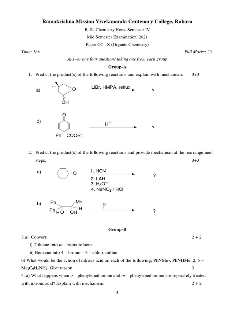 Final_CEMA CC-X_Sem-IV_MSQ21 | PDF | Chemical Reactions | Chemical ...