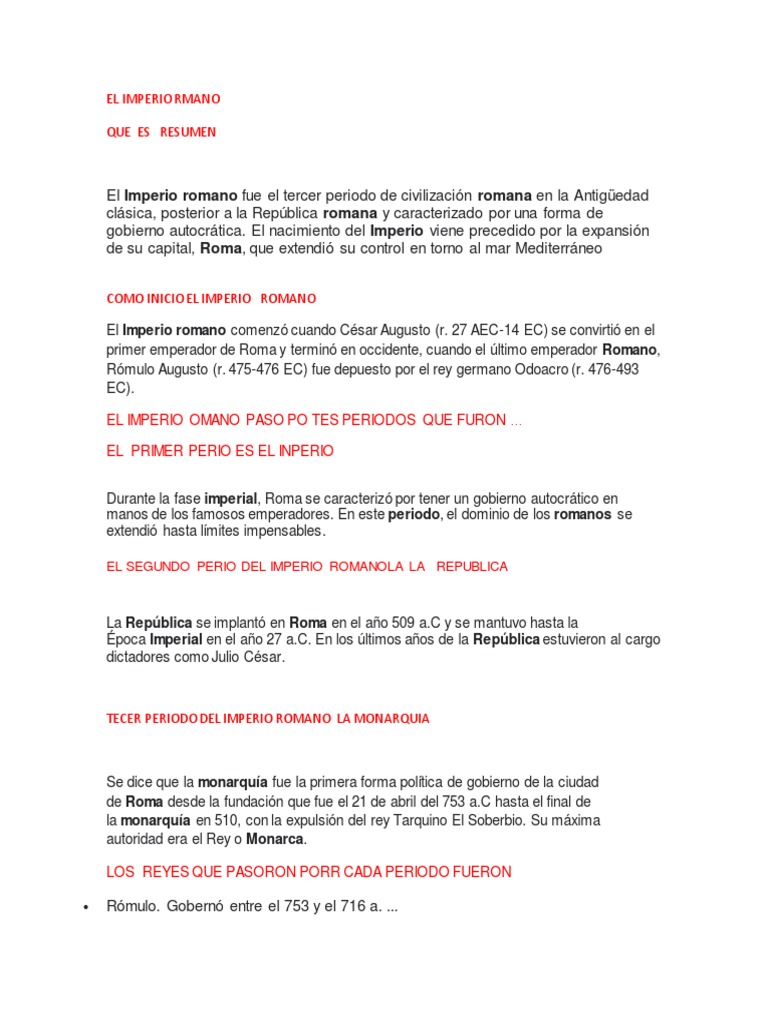 Historia del Imperio Romano | PDF | Historia