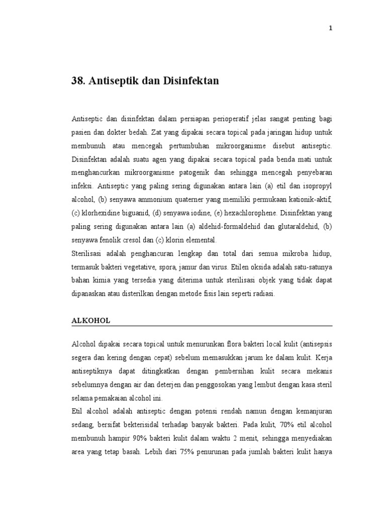 Antiseptik Dan Disinfektan | PDF | Sains & Matematika