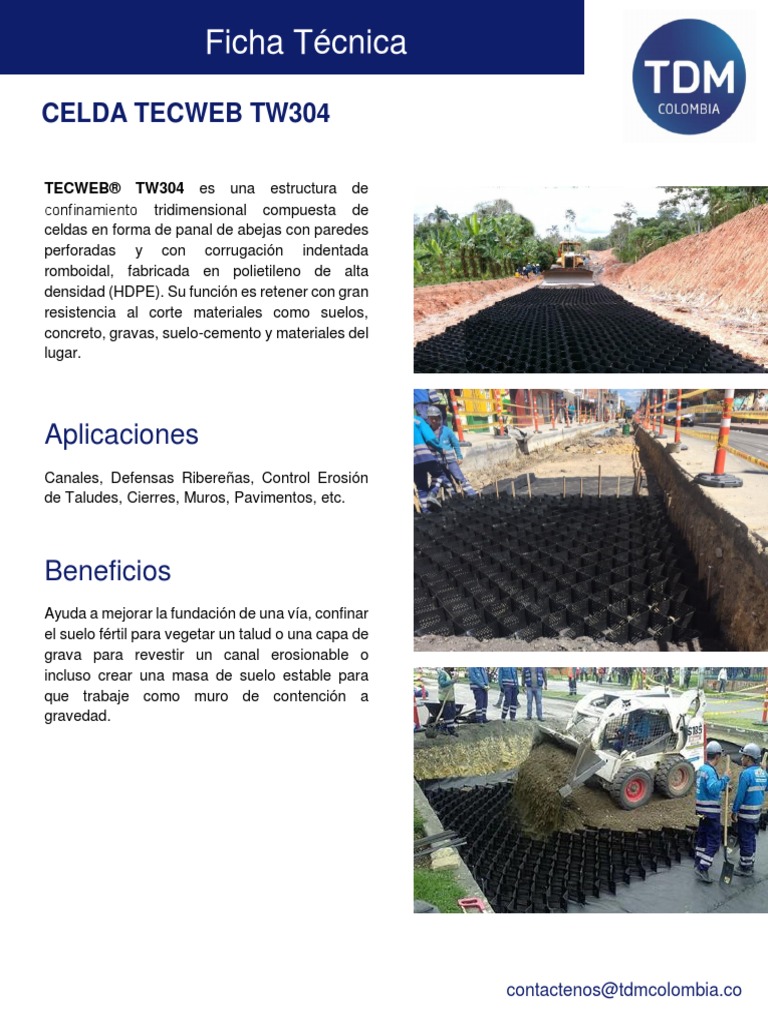 FT Geocelda Tecweb 304 | PDF | Ciencias fisicas | Materiales