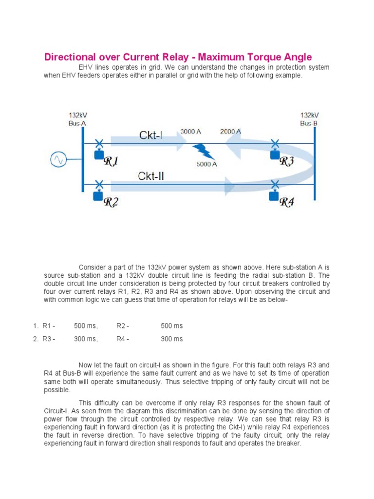 Directional Over Current Relay - Maximum Torque Angle | PDF | Relay ...