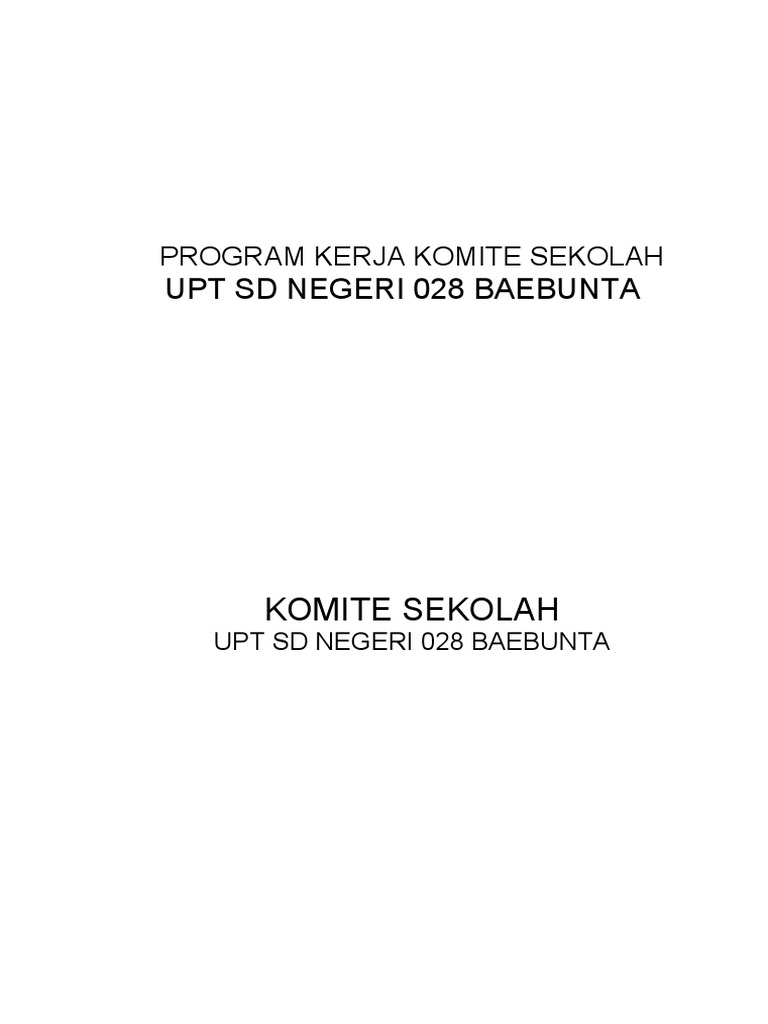 Program Kerja Komite Sekolah SD 2023-2026 | PDF