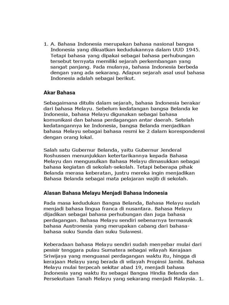 Sejarah dan Fungsi Bahasa Indonesia | PDF