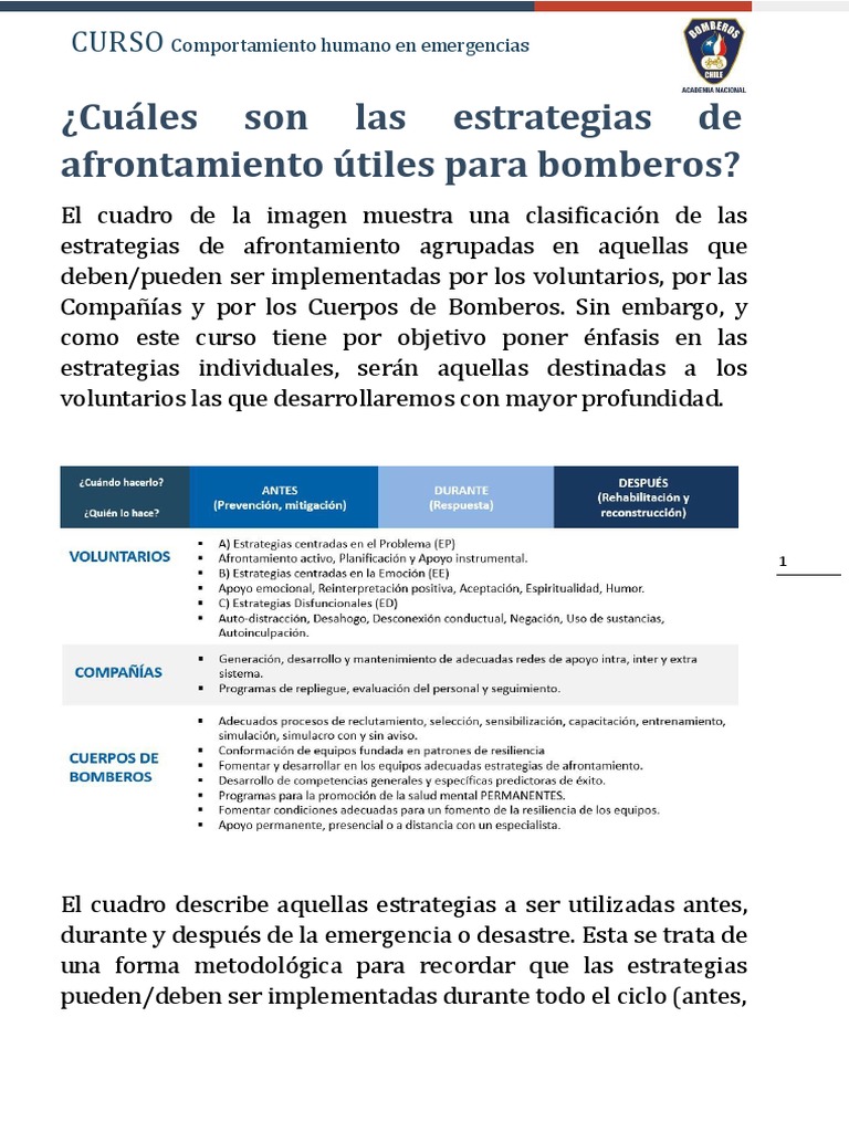 Estrategias de Afrontamiento para Bomberos | PDF | Estrés (biología ...