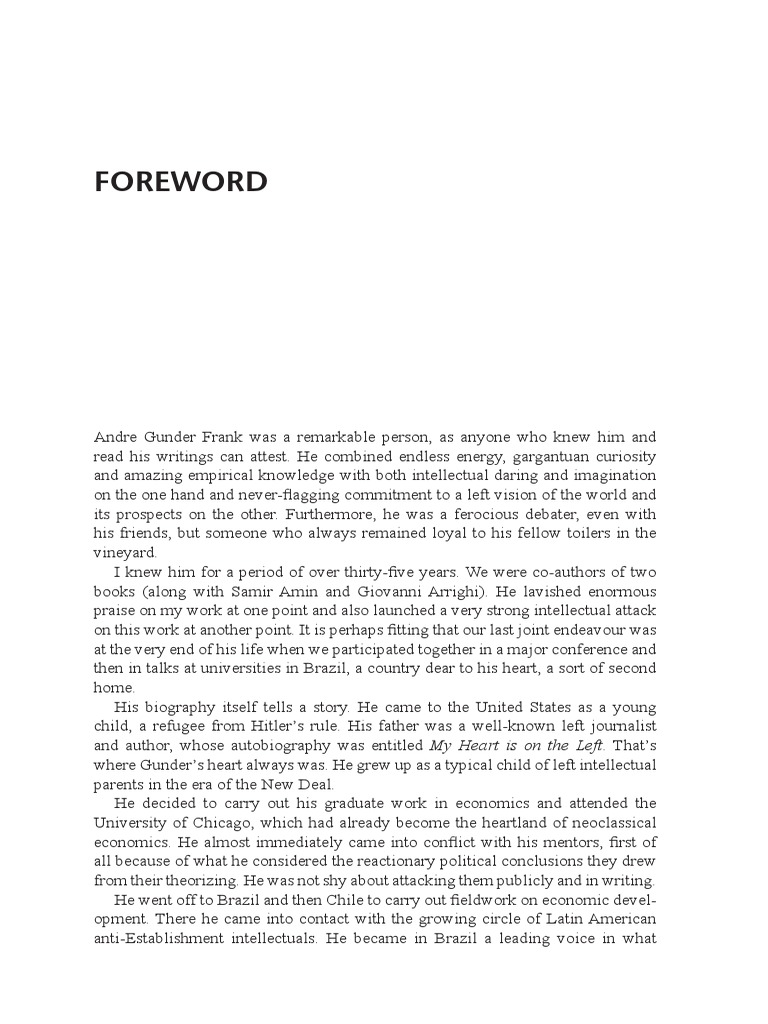 Andre Gunder Frank's Legacy | PDF | World Systems Theory | Neoliberalism