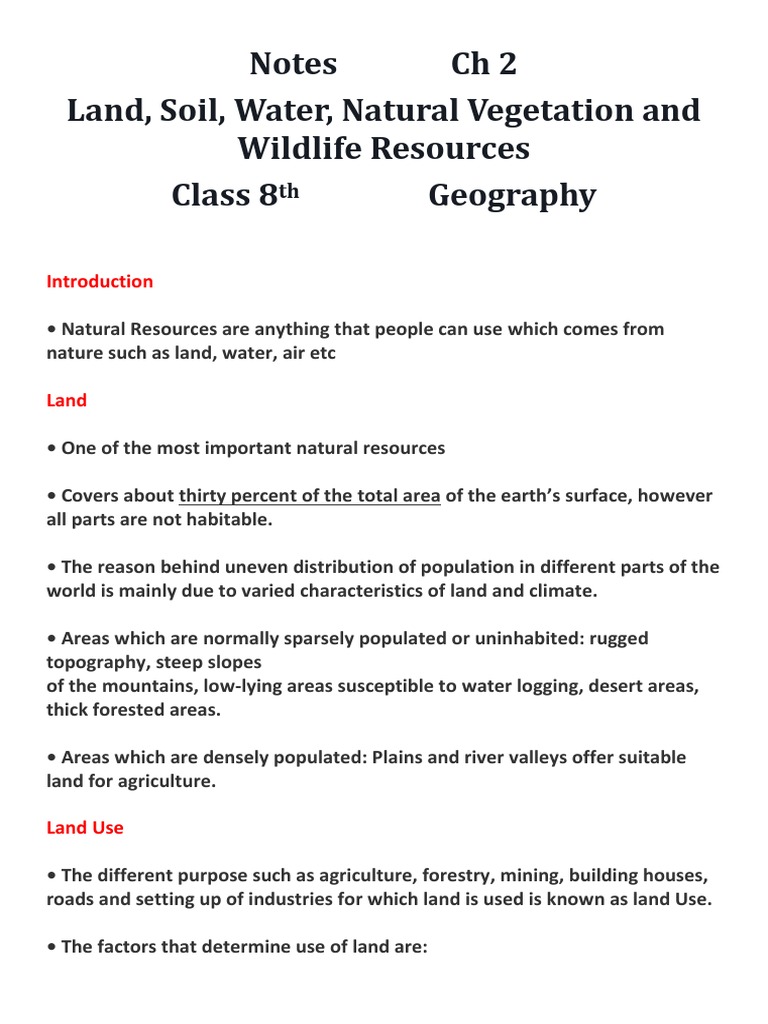 CH 2 Notes | PDF | Soil | Forests
