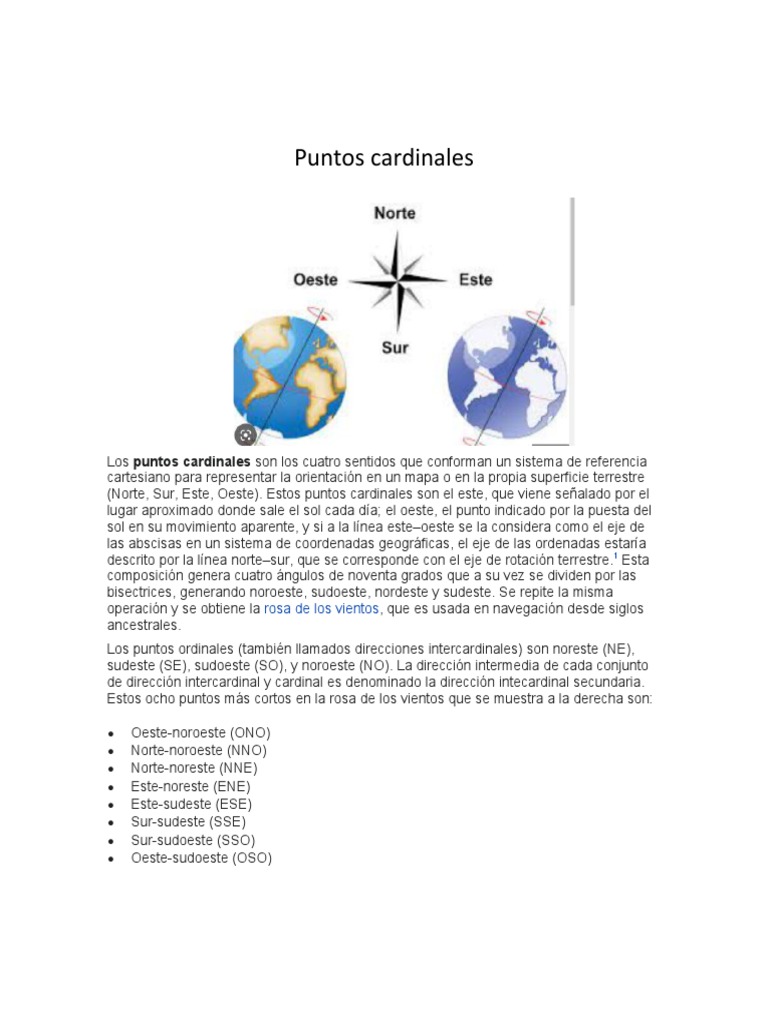 Guía de Puntos Cardinales y Ordinales | PDF