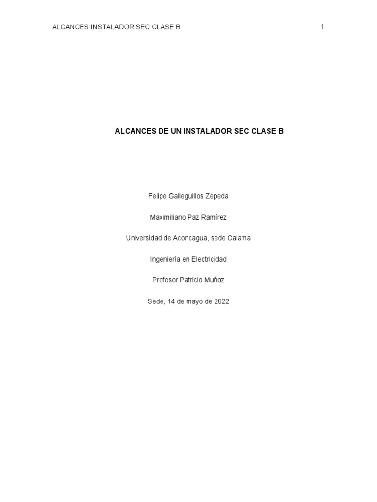 Alcances de Un Instalador Sec Clase B | PDF | Chile | voltaje