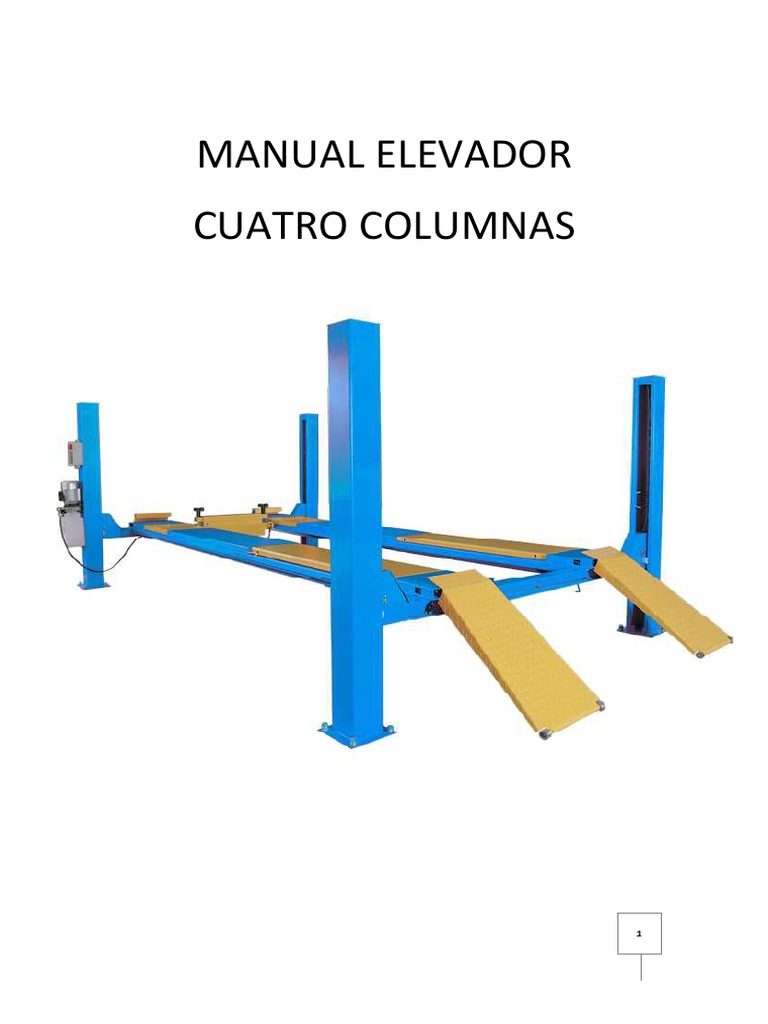 Manual Elevador Cuatro Columnas | PDF | Tornillo | Bomba
