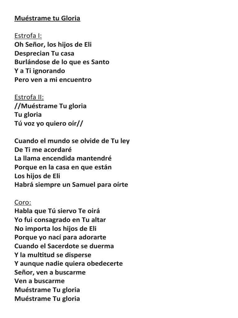 Muéstrame Tu Gloria | PDF