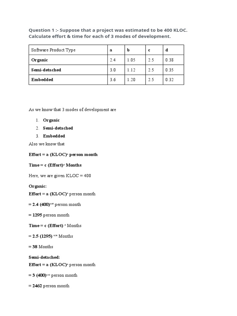 Tutorial Numericals | PDF | Systems Engineering | Software Engineering