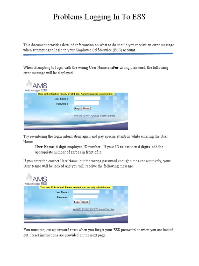 ESS Login Issues | PDF | Password | Login