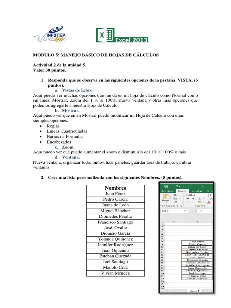 Act. 2 Mod. 5 Hojas de Cálculos | PDF | Hoja de cálculo | Informática