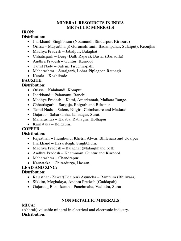 Mineral Resources In India Pdf Economy Of India