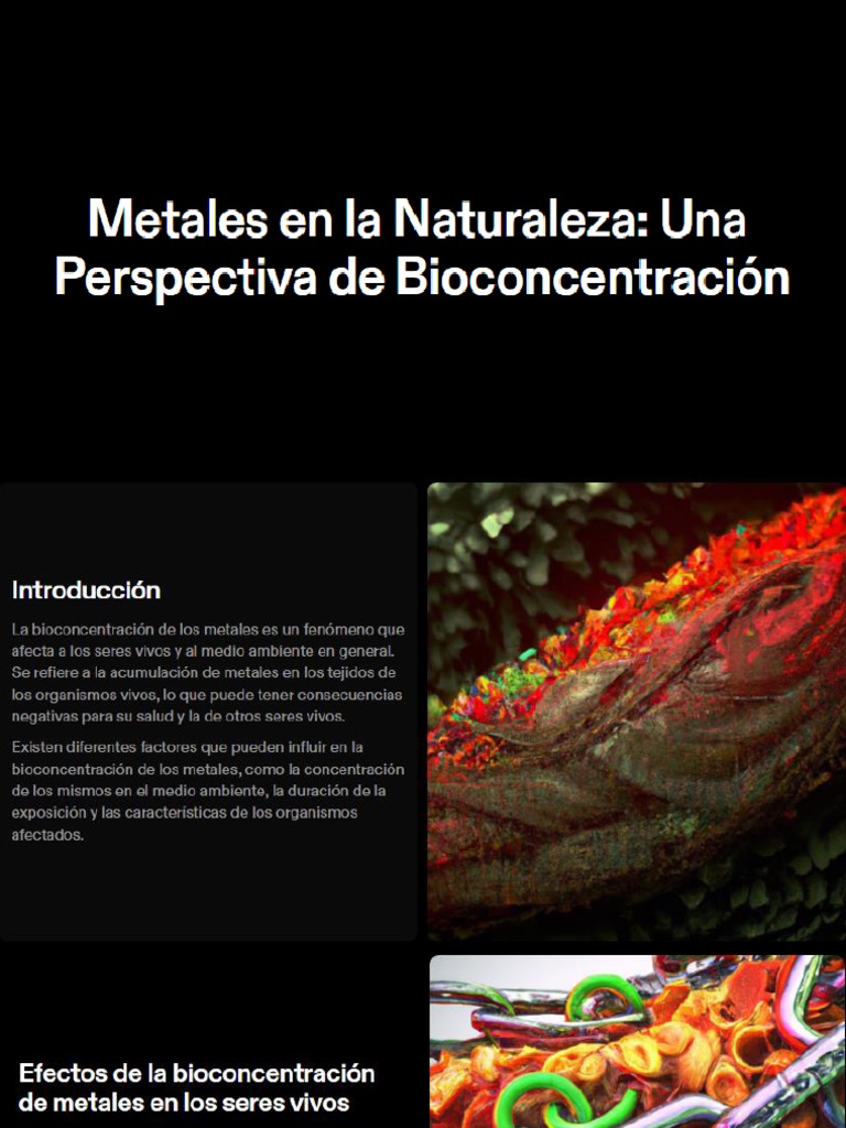 Presentación BIOCONCENTRACION Y BIOACUMULACION DE LOS METALES | PDF