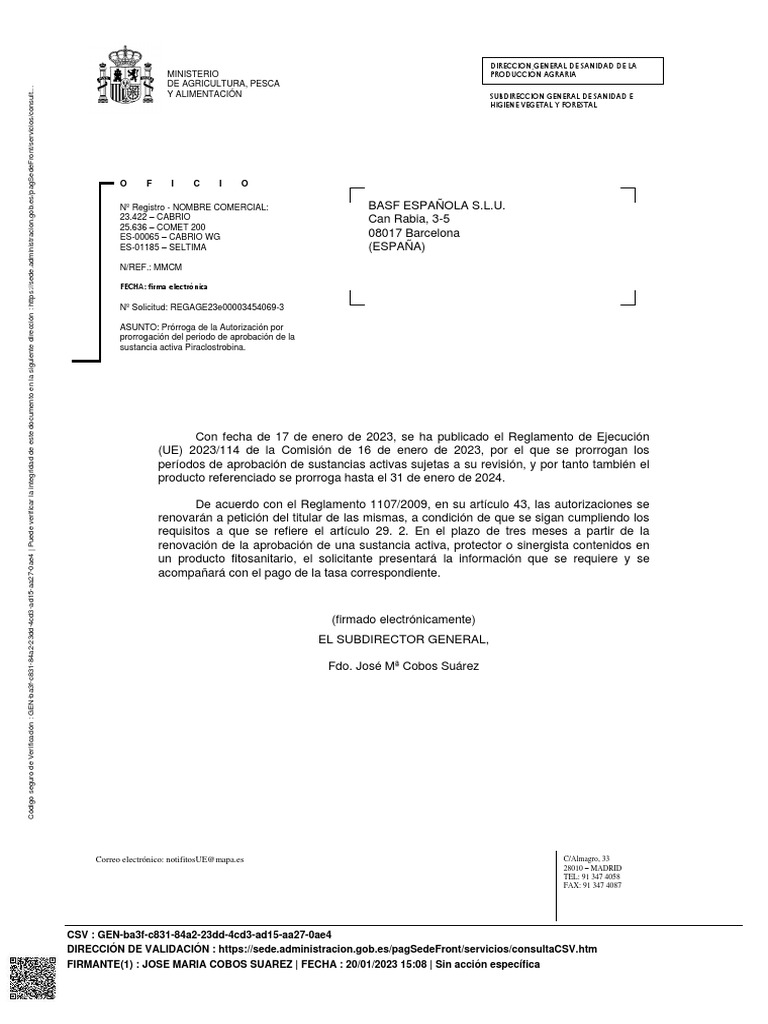 Varios Basf Española - O - 23422-25636-ES-00065-ES-01185 - Prorroga Por ...