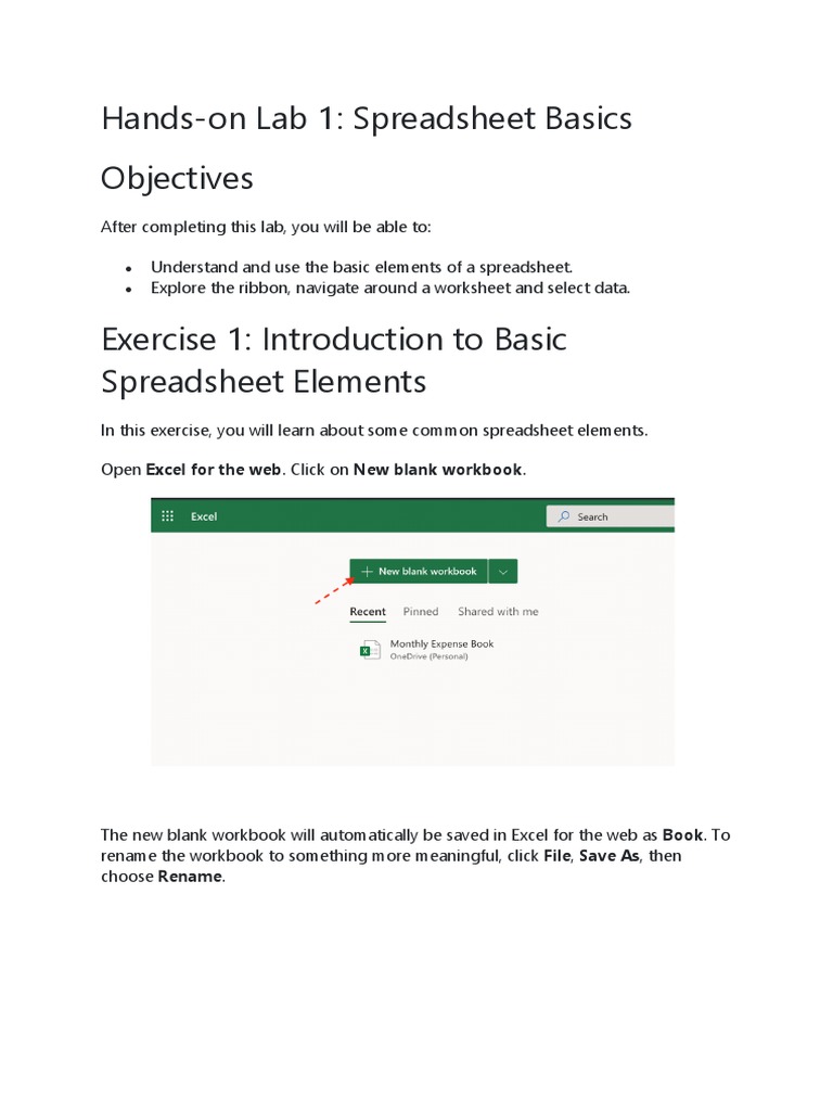 Hands On Lab 1 Pdf Spreadsheet Microsoft Excel