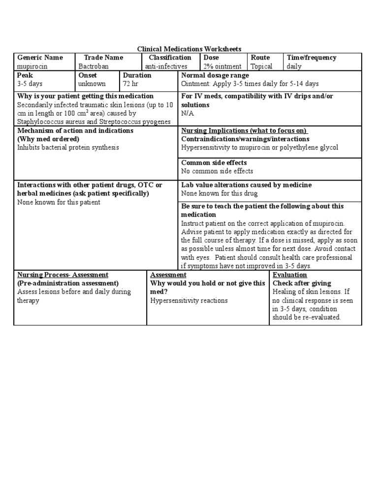 Bactroban (mupirocin) | Dose (Biochemistry) | Adverse Effect