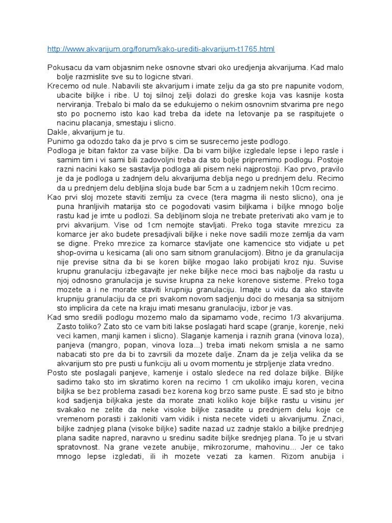 Kako Urediti Akvarijum | PDF