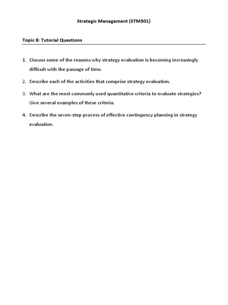 Tutorial Questions - Topic 8 PDF | PDF Tutorial Questions - Topic 8 PDF | PDF