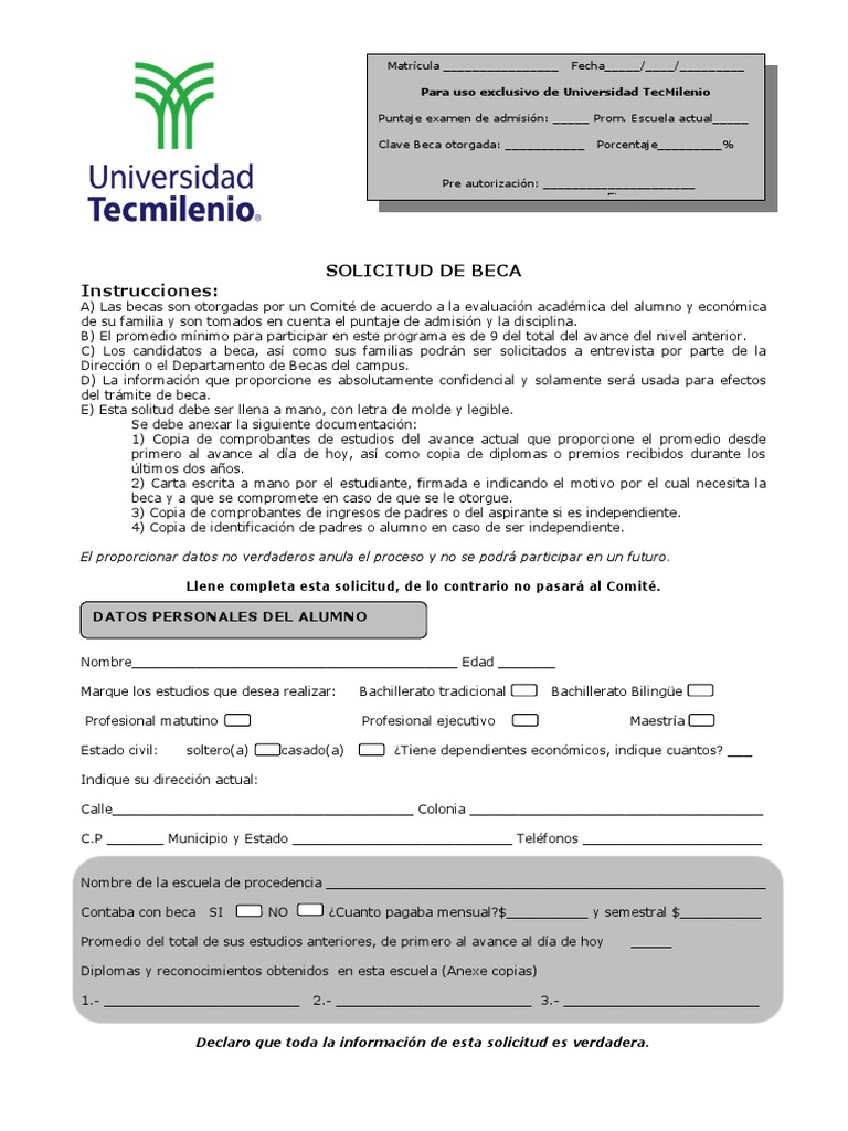 Solicitud de Beca | PDF