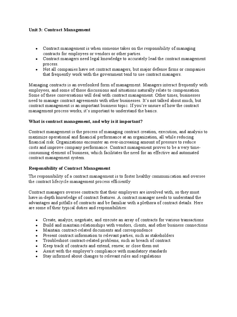 Contract Management Essentials | PDF | Offer And Acceptance | Demand