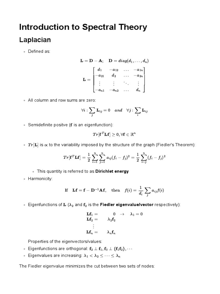 Introduction To Spectral Theory Pdf Eigenvalues And Eigenvectors Mathematical Physics