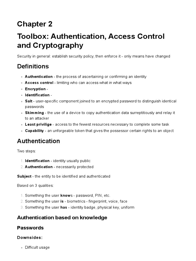 Security in Computing - Chapter 2 Notes | PDF | Cryptography | Password