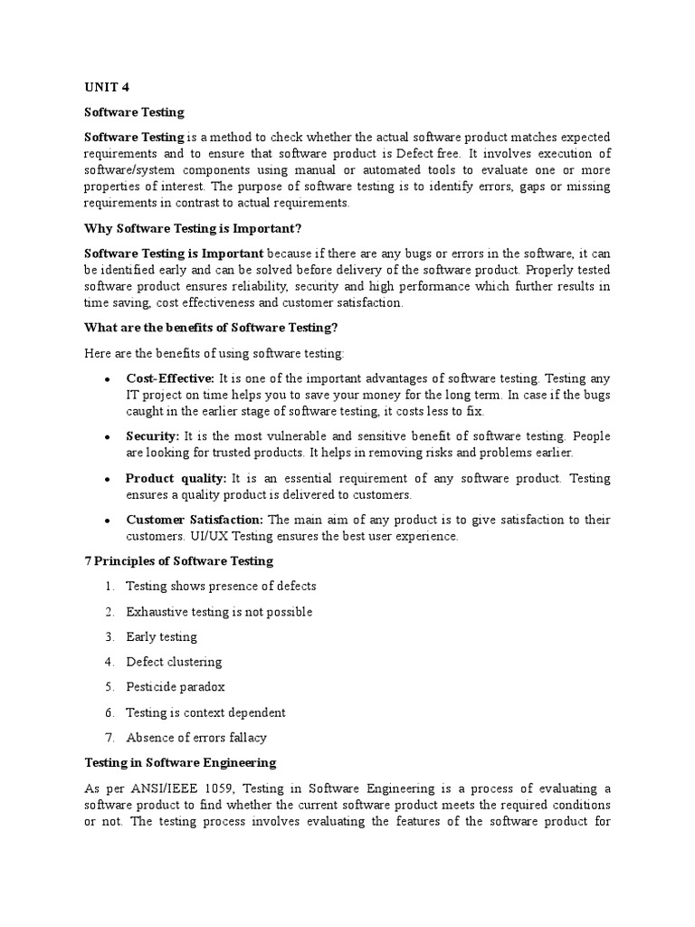 Unit 4 Se Pdf Software Testing Unit Testing