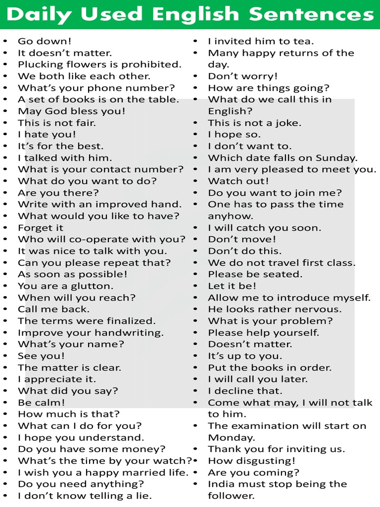 500 Daily Used English Sentences PDF | PDF