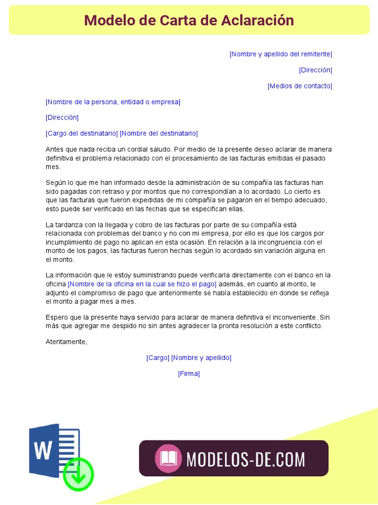 Modelo-de-Carta-de-aclaración | PDF