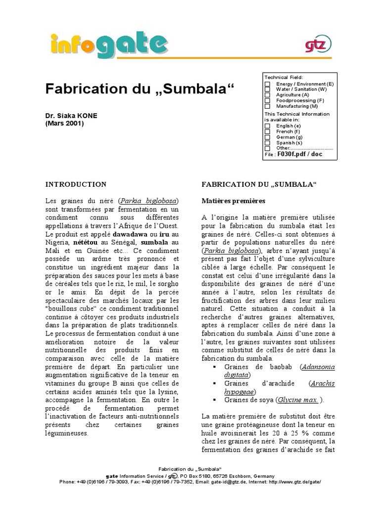 Fabrication du Sumbala : Processus et Techniques | PDF | Cacahuète ...