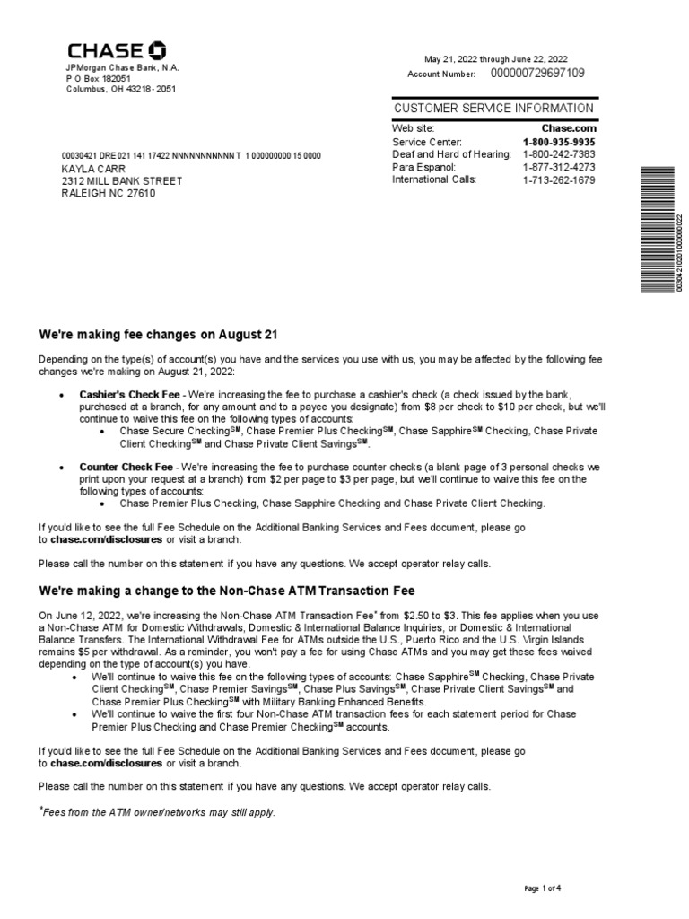 Chase June PDF | PDF | Transaction Account | Automated Teller Machine
